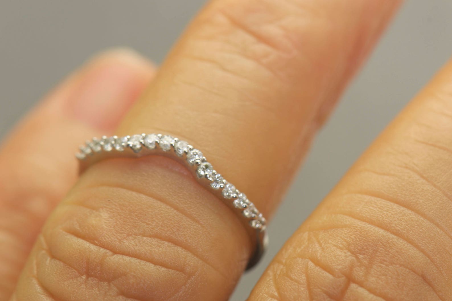 Super Value Curved Diamond Wedding Band in 14k White Gold | Etsy