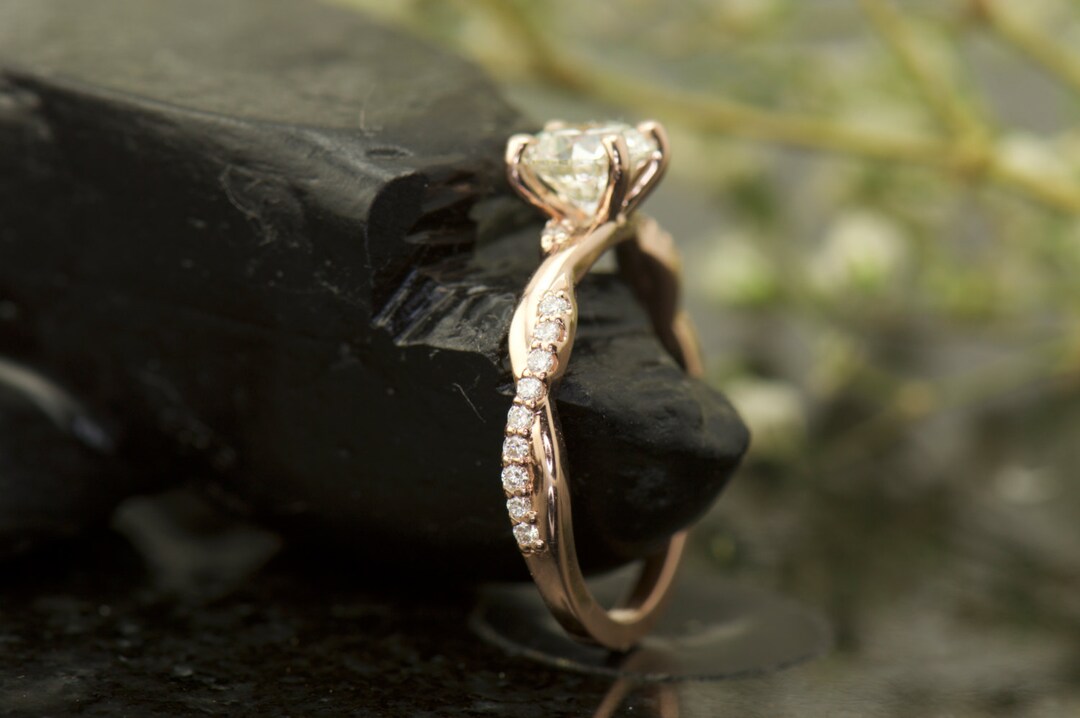 Twisted Vine Diamond Engagement Ring in 14k Rose Gold 0.75ct - Etsy