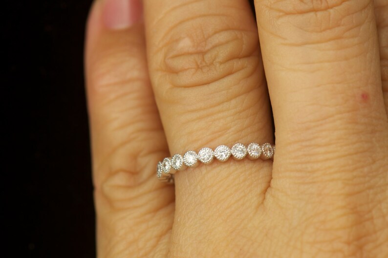 Ruth Diamond Wedding Band in White Gold Round Brilliant | Etsy