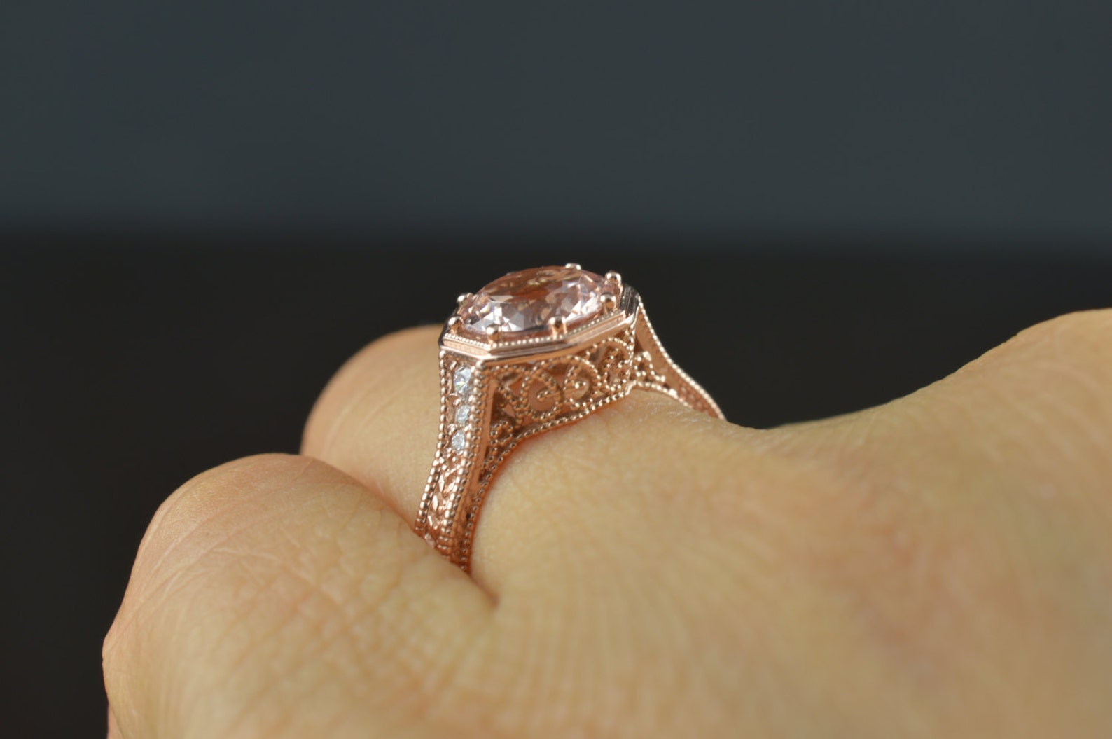 Michelle Morganite Engagement Ring in Rose Gold 8-prong - Etsy