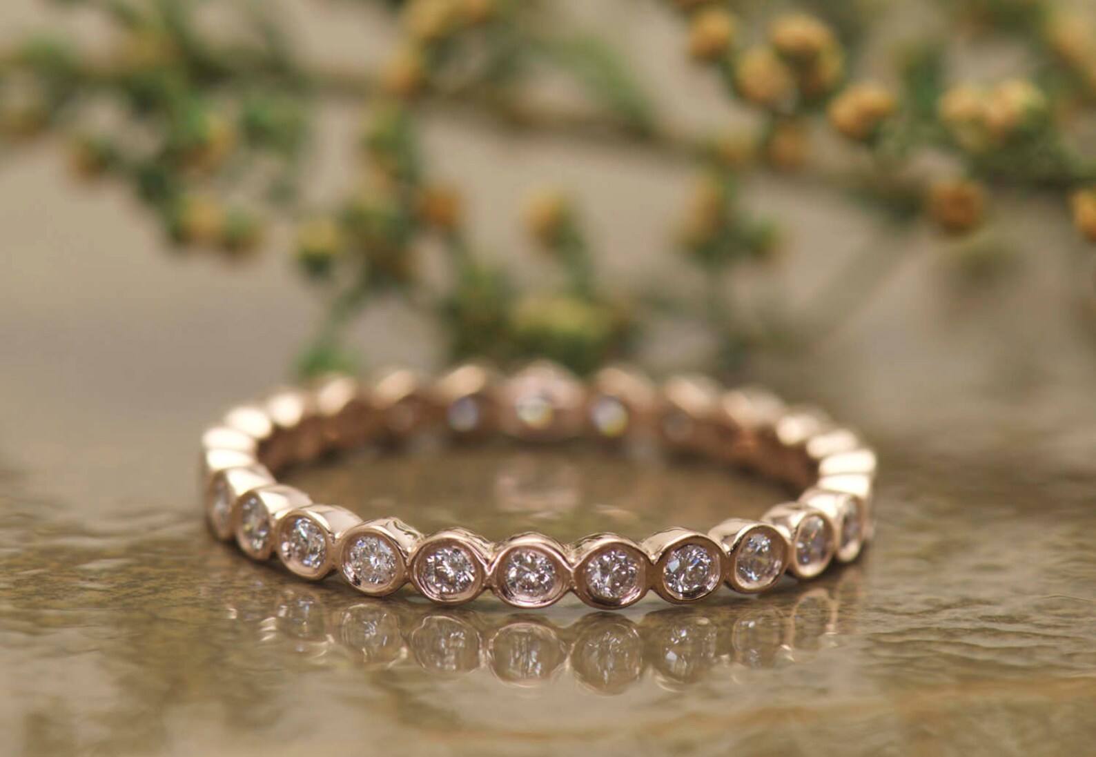 Bezel Set Diamond Eternity Band in 14k Gold Bezel Eternity - Etsy