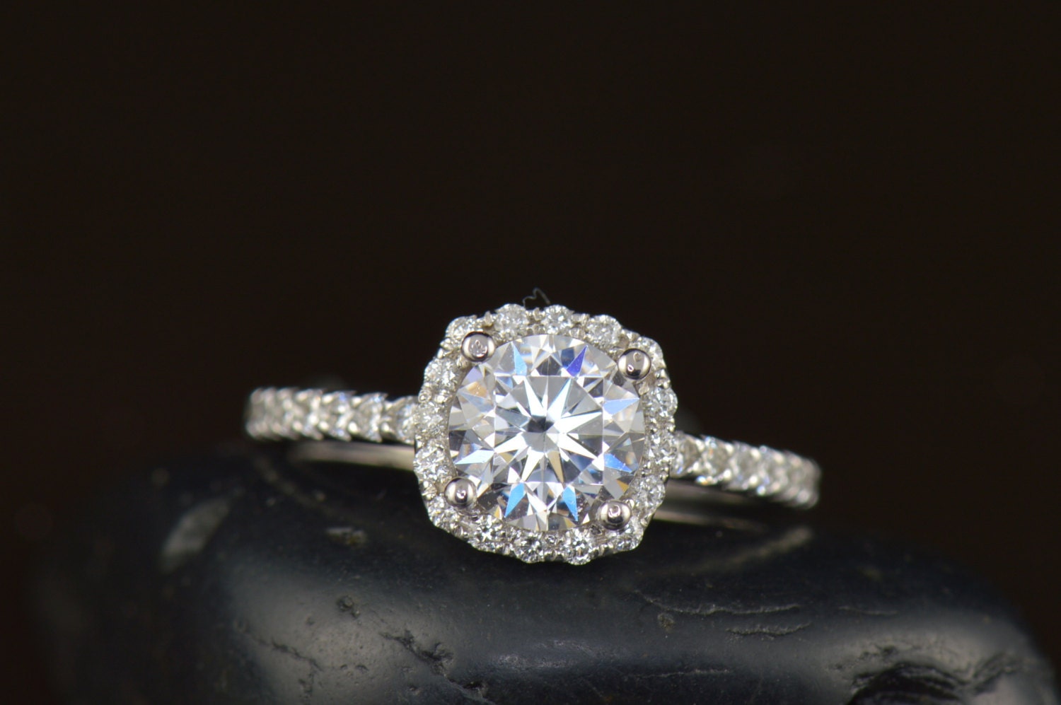 1ct Moissanite Engagement Ring Round Brilliant Forever | Etsy