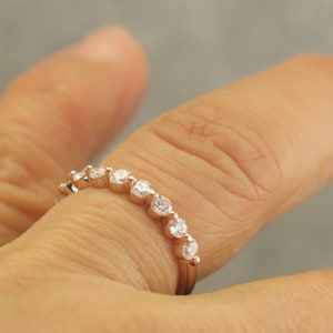 Floating Diamond Band in 14k Rose Gold, 1/2 Eternity 9-stone Single ...