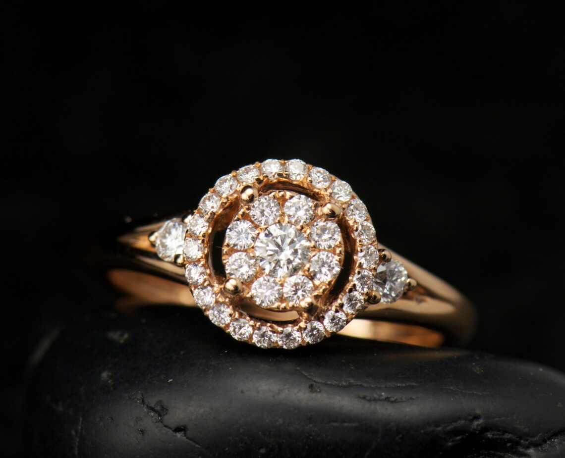 Mackenzie Diamond Fashion Ring in 18k Rose Gold Round | Etsy