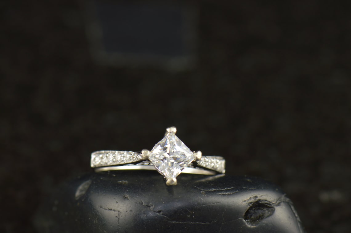 Kite Set Princess Cut Engagement Ring 5mm Square Moissanite - Etsy