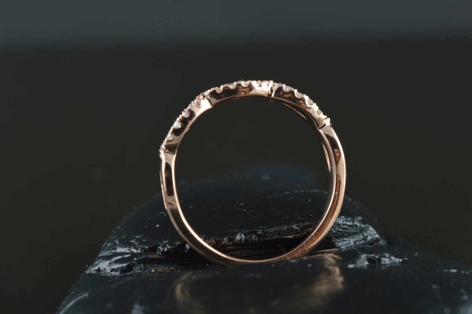 Petite Hailey Diamond Wedding Band in Rose Gold Round | Etsy