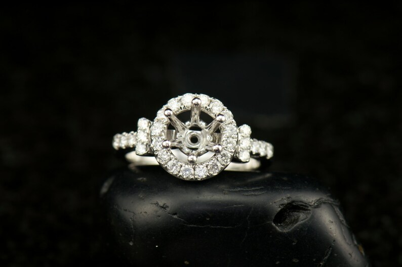Jillian Diamond Halo Engagement Ring Semi-mount for 6-6.5mm - Etsy