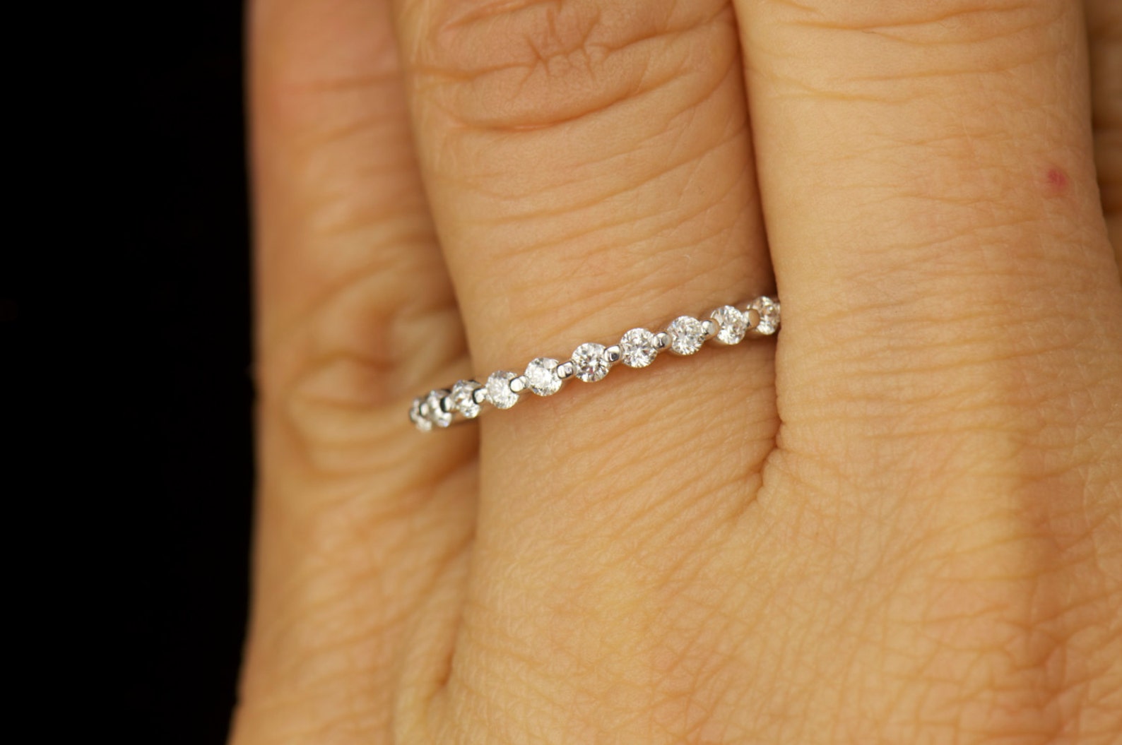 3/4 Eternity Single Shared Prong Diamond Wedding Band in White - Etsy