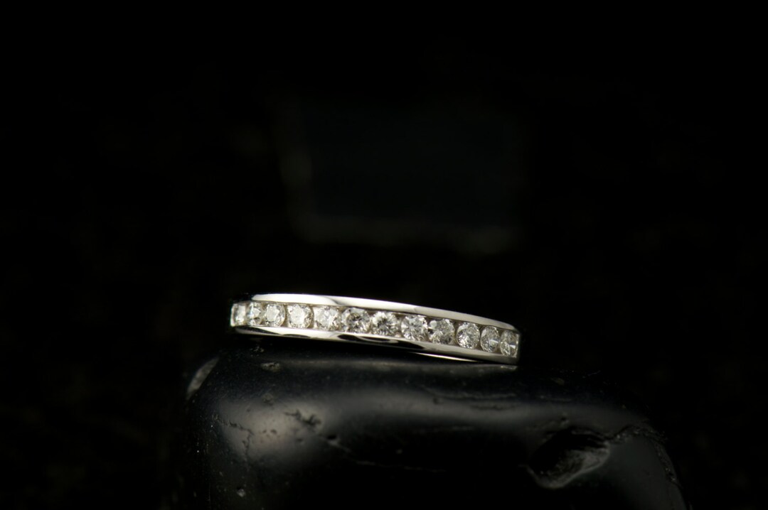 Channel-set Diamond Band in 14k White Gold, 2.75mm Wide, 0.25ctw E-F ...