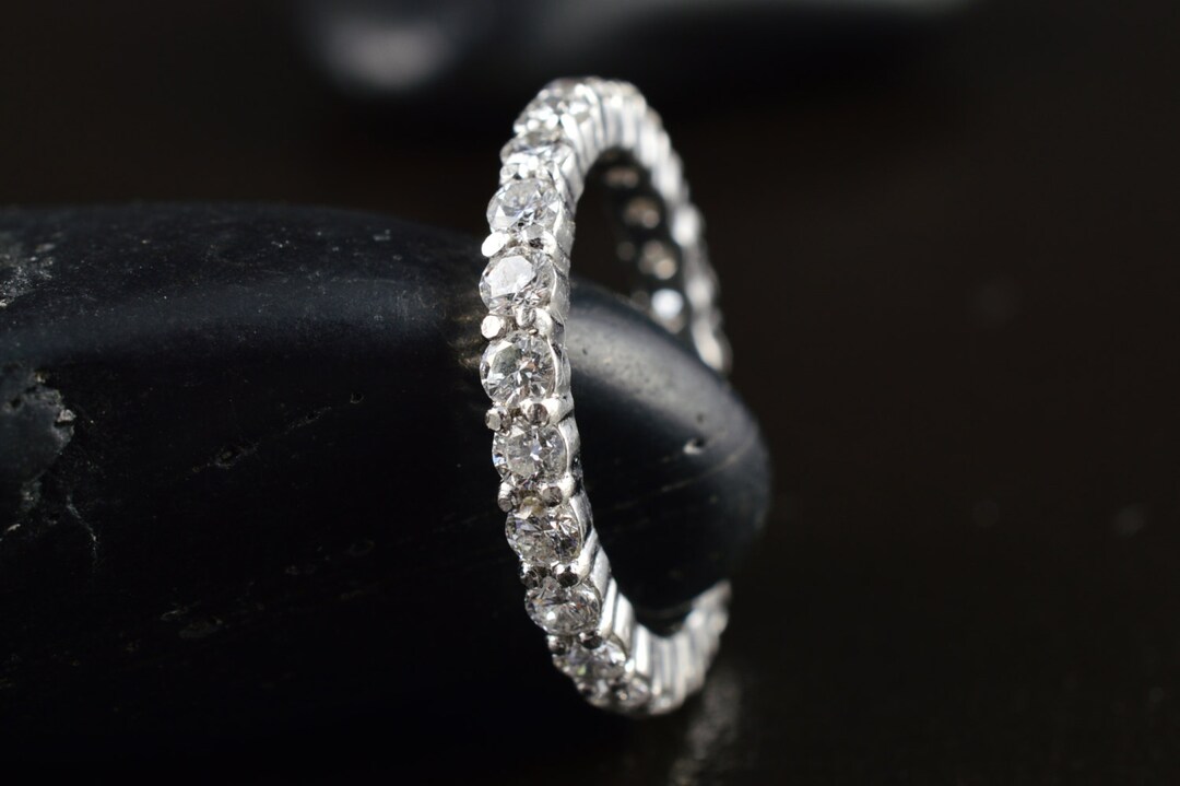 Jonc éternité en or blanc 14 k partagé en broche avec des - Etsy France