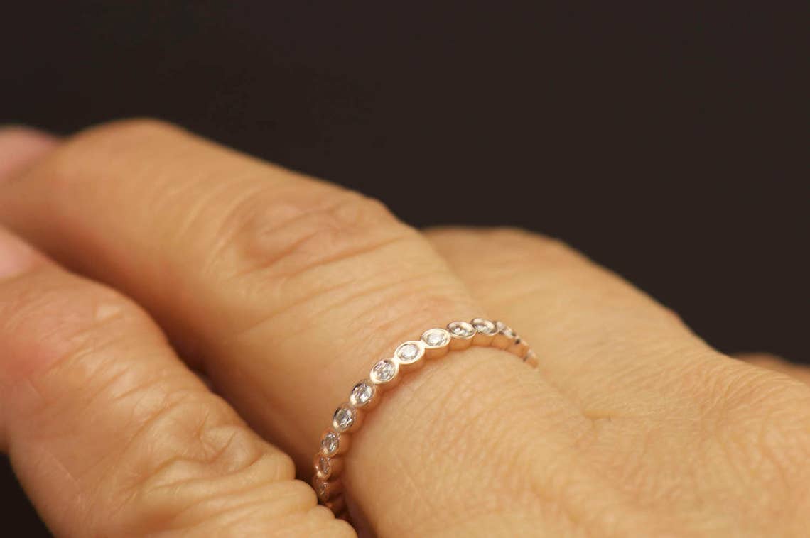 Bezel Set Diamond Eternity Band in 14k Gold Bezel Eternity - Etsy