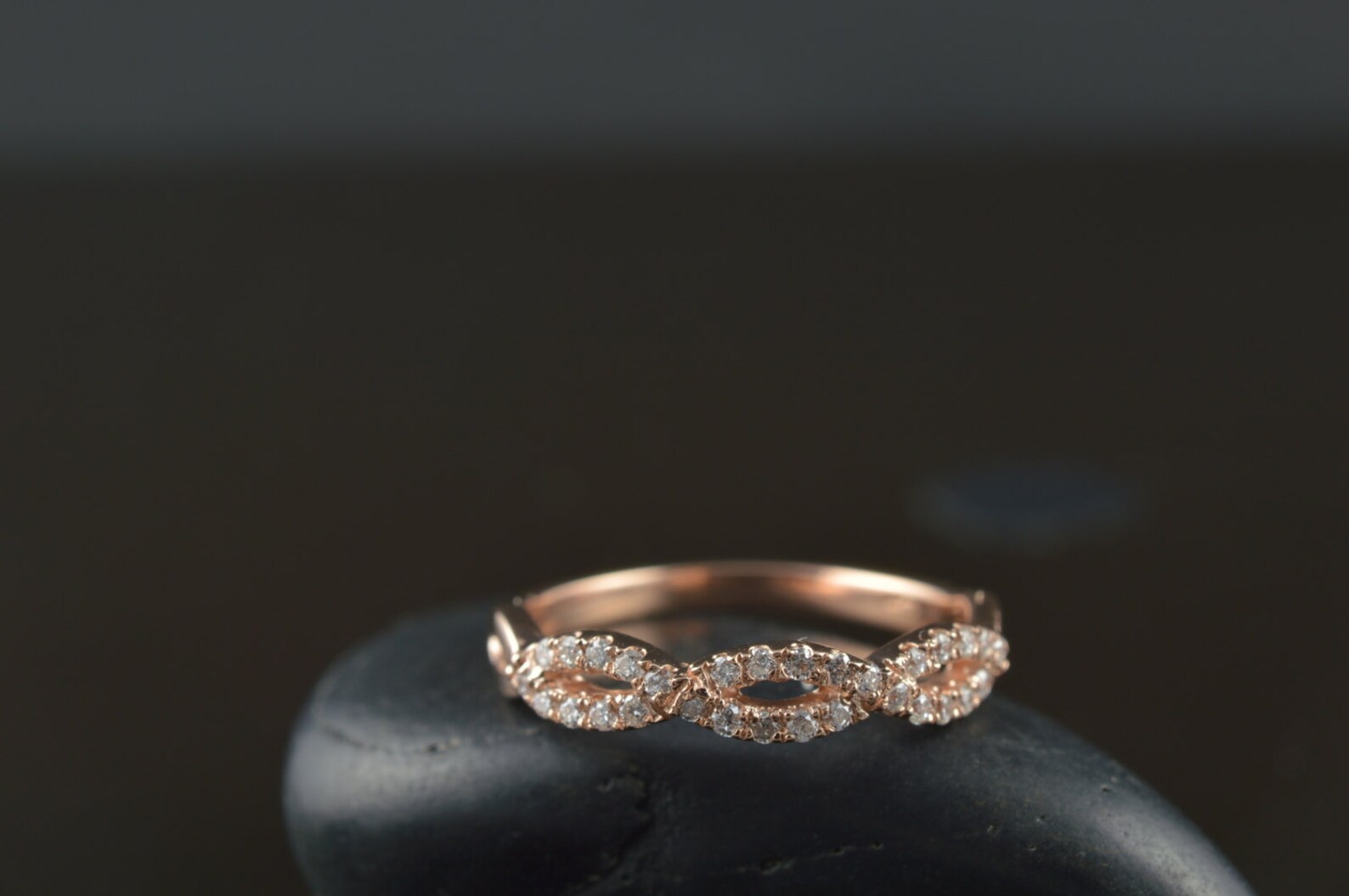 Petite Hailey Diamond Wedding Band in Rose Gold Round | Etsy