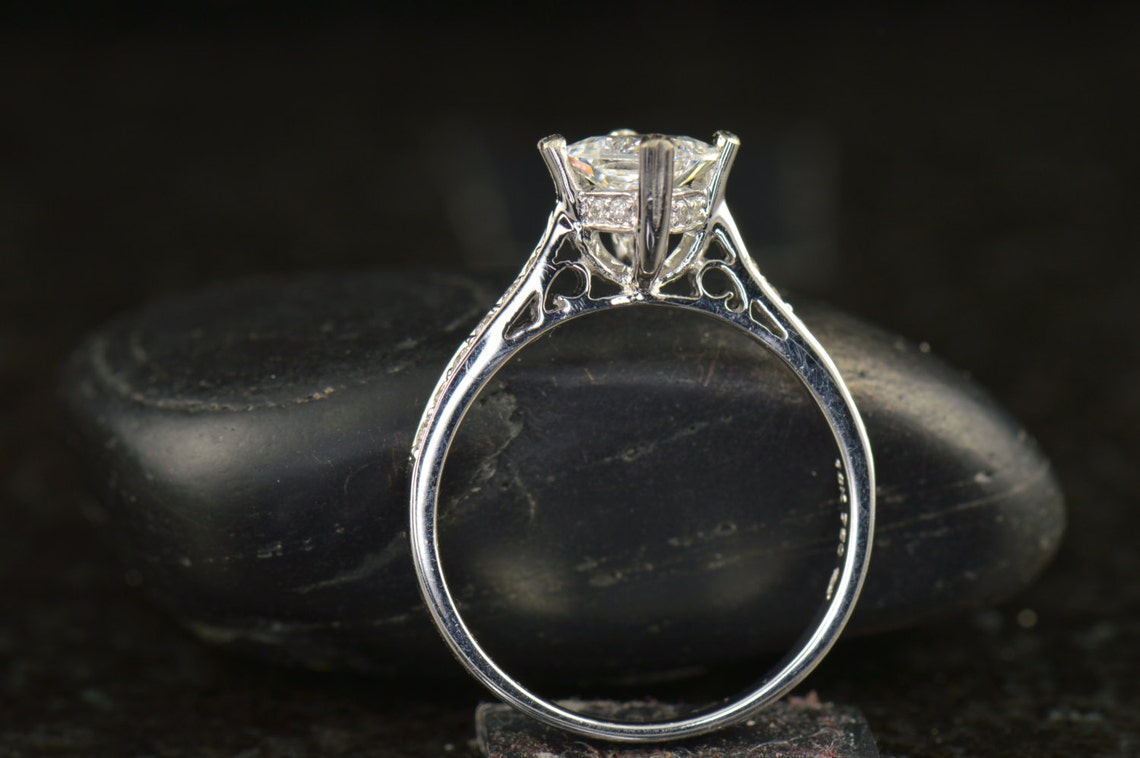 Kite Set Princess Cut Engagement Ring 5mm Square Moissanite - Etsy