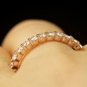Floating Diamond Band in 14k Rose Gold, Single Shared Prong, 13-stone ...