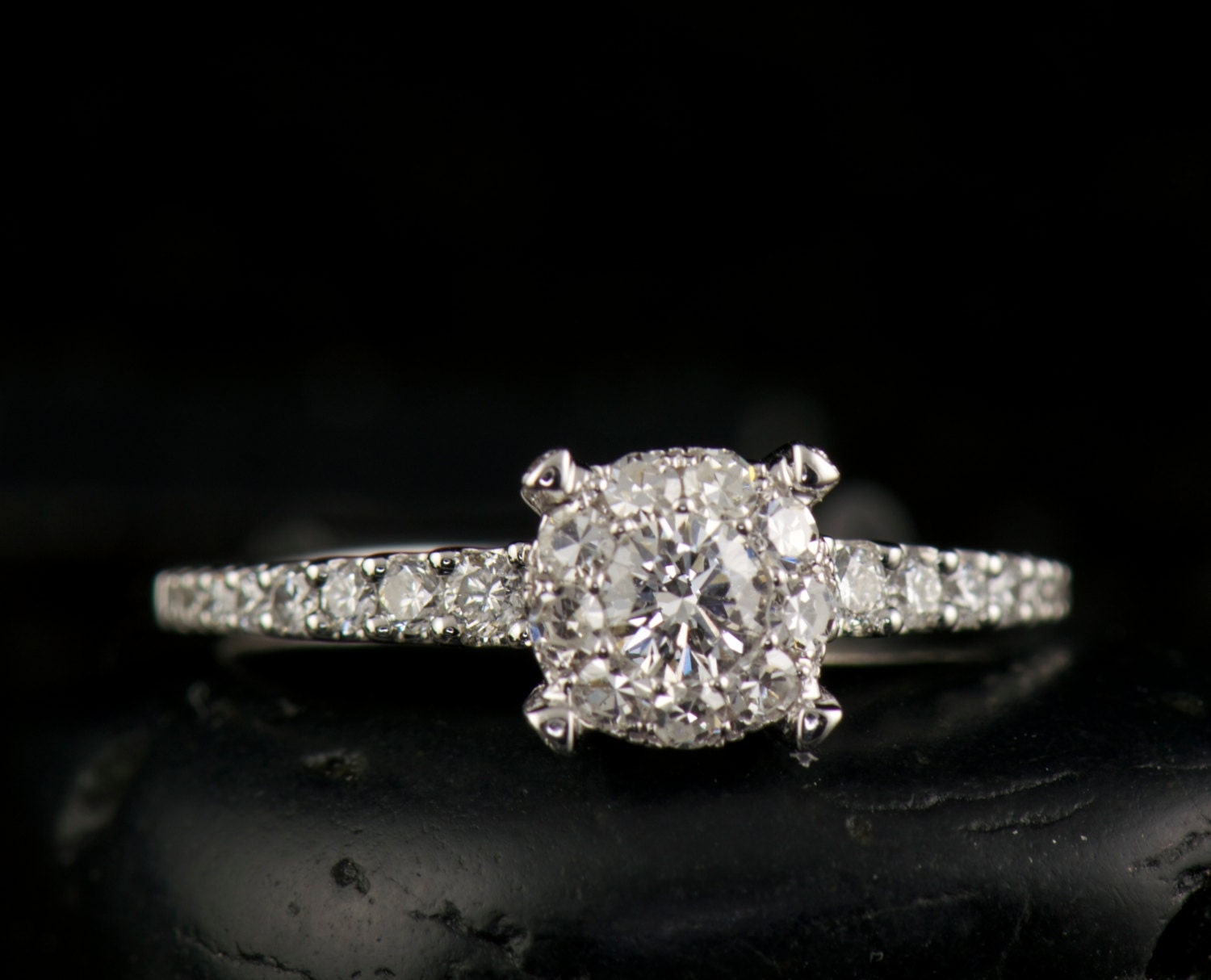 Diamond Halo Engagement Ring 100% All Natural & Conflict Free | Etsy