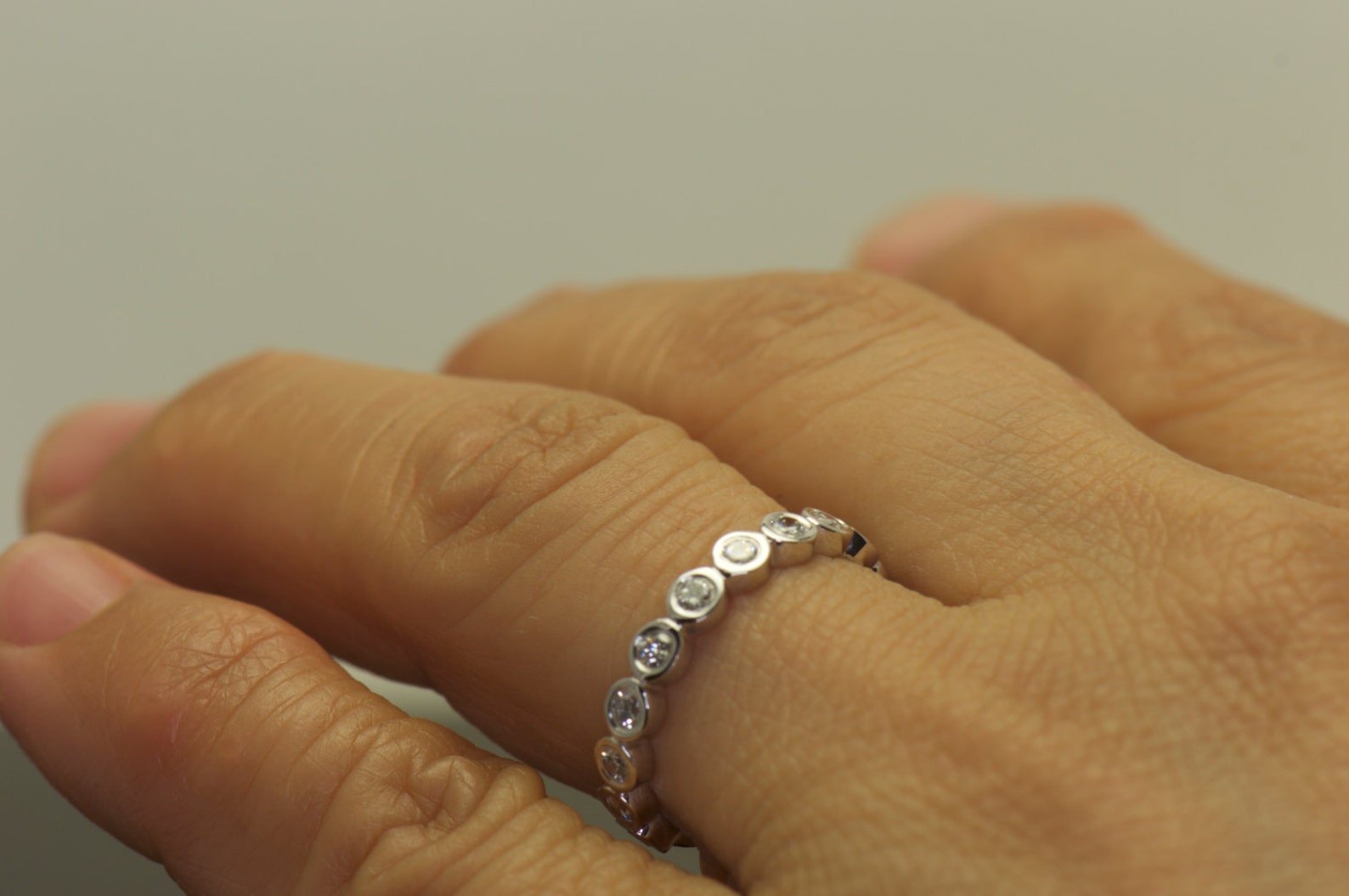 Bezel Set Diamond Bubble Ring in White Gold Bezel Set Diamond | Etsy