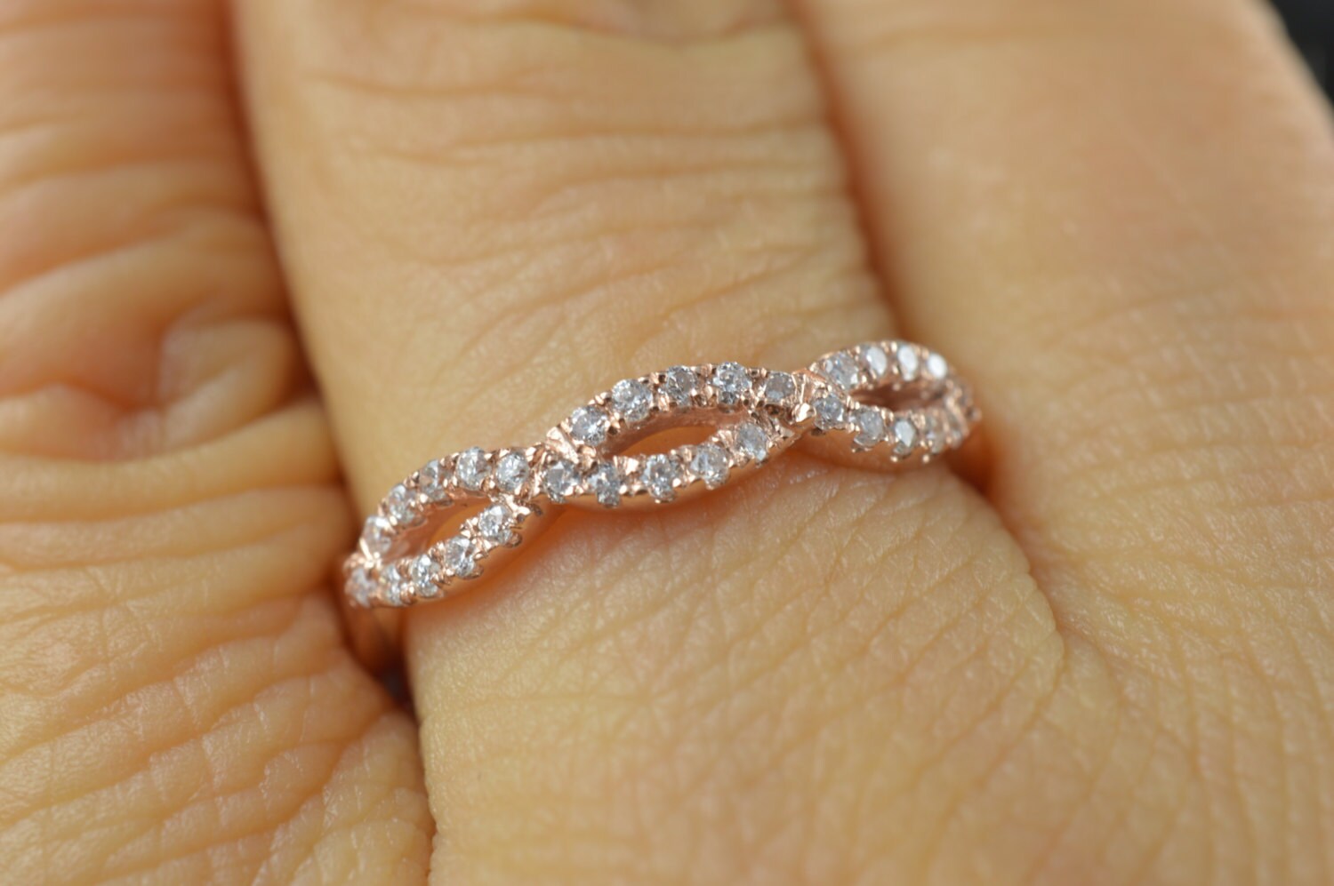 Petite Hailey Diamond Wedding Band in Rose Gold Round | Etsy