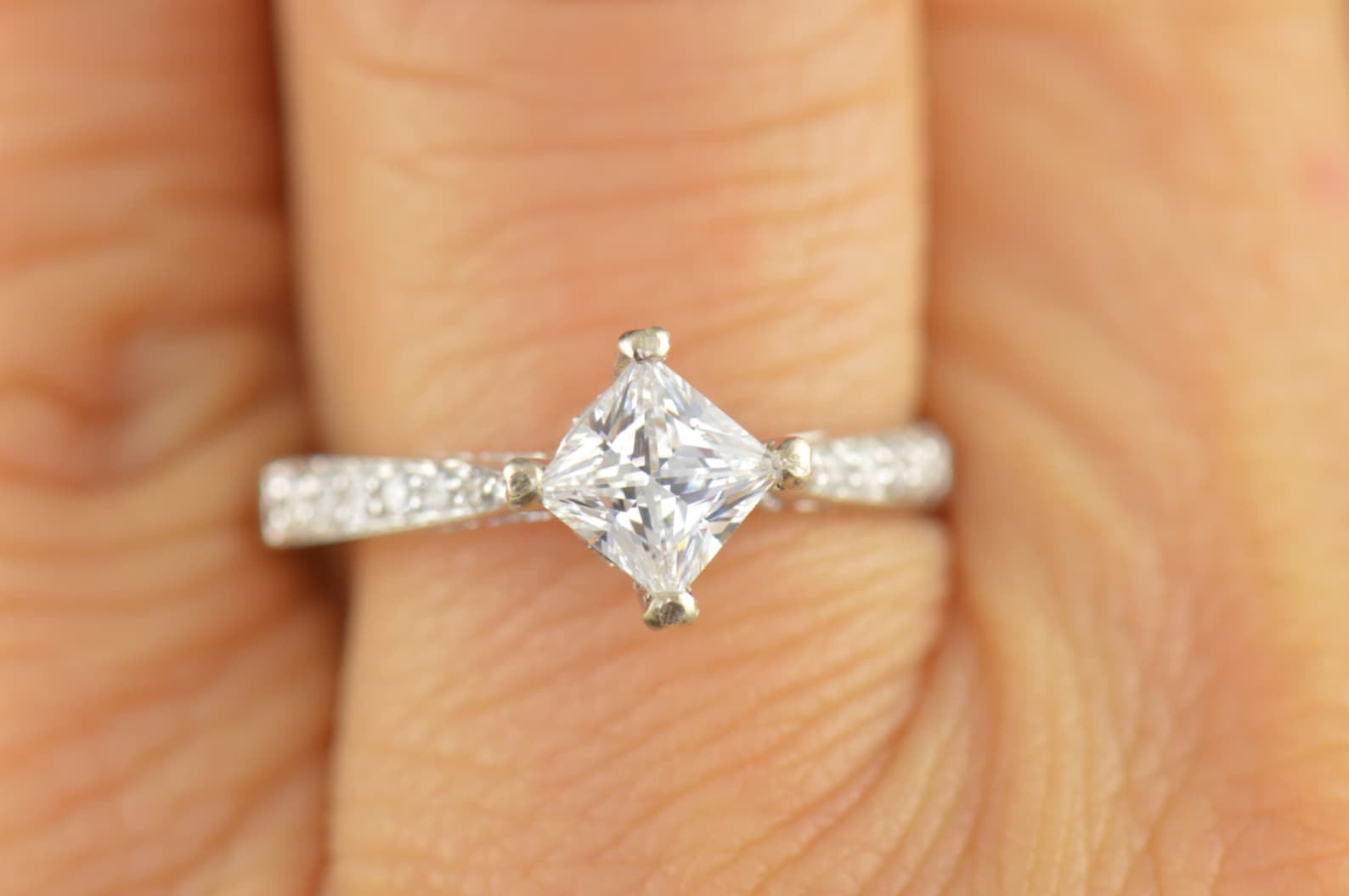 Kite Set Princess Cut Engagement Ring 5mm Square Moissanite - Etsy