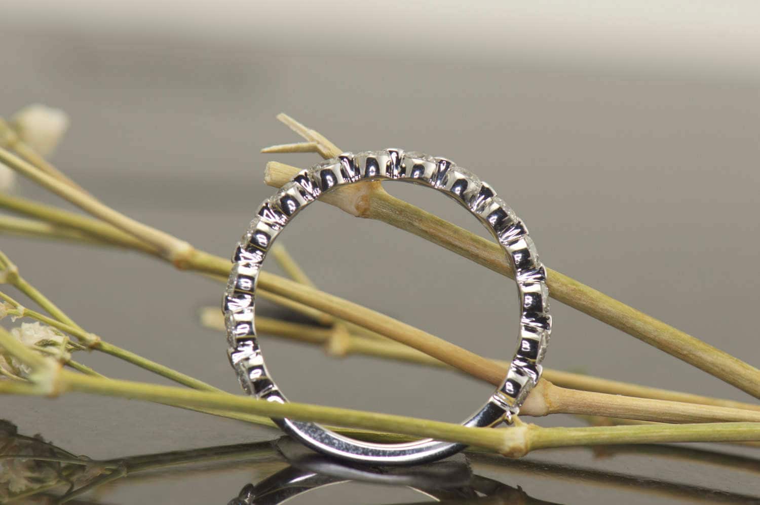 Floating Diamond Band in 14k White Gold 3/4 Eternity Single - Etsy