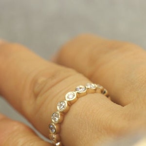 Bezel Set Diamond Bubble Ring in White Gold, Bezel Set Diamond Band ...