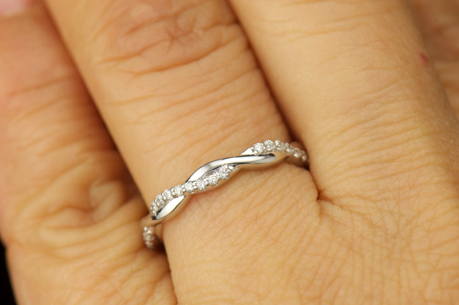Hailey Rylie 2 Diamond Wedding Band in White Gold Round - Etsy UK
