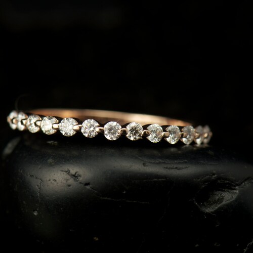 Floating Diamond Band in 14k White Gold 3/4 Eternity Single - Etsy
