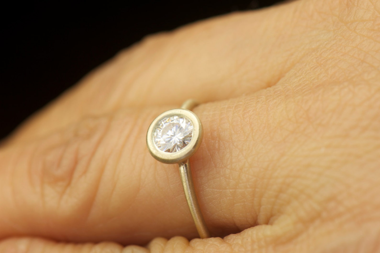 Bezel Set Engagement Ring 5mm/0.50ct Forever One Moissanite - Etsy