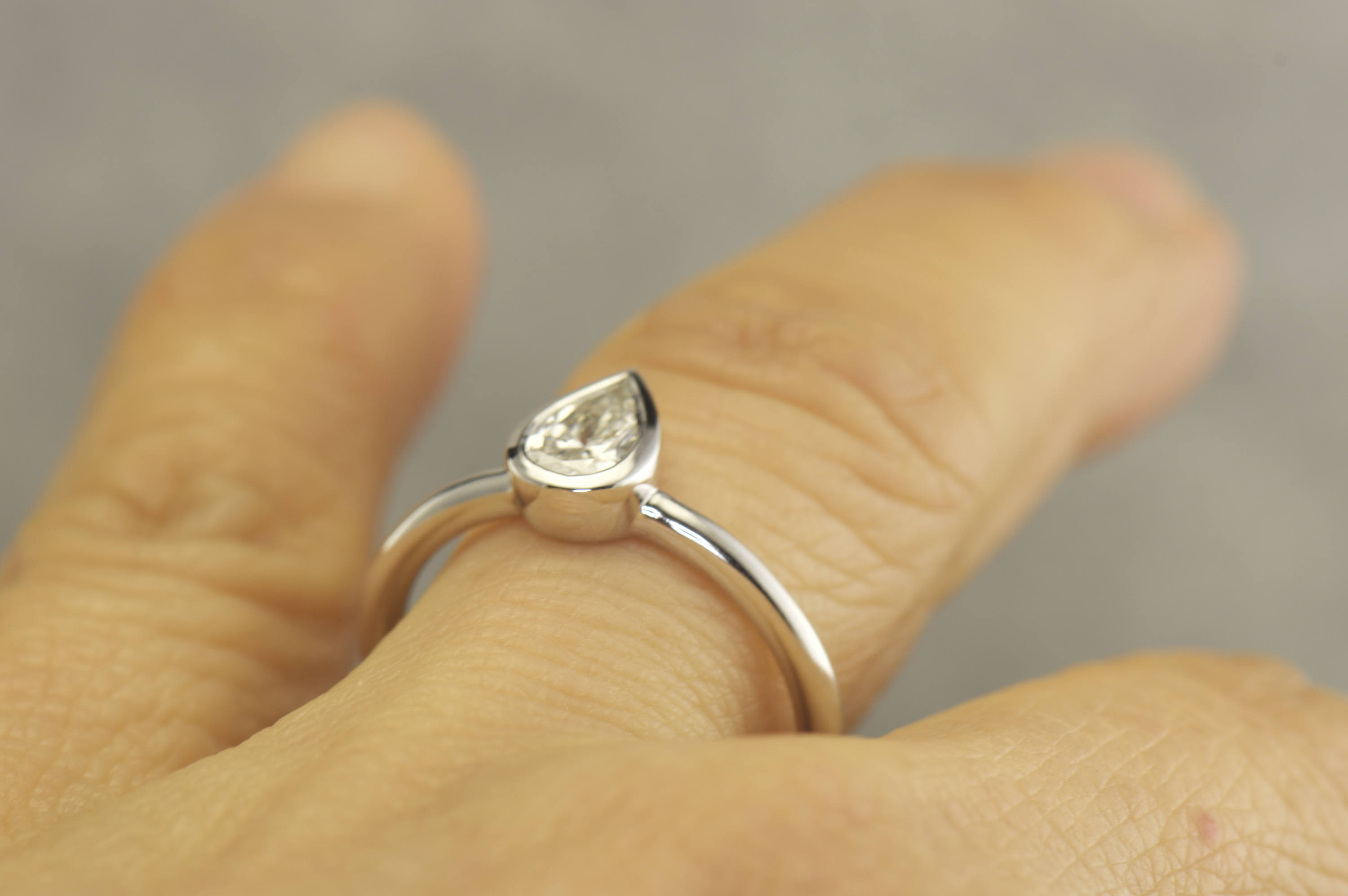 Pear Cut Bezel Set Engagement Ring Pear Bezel Ring 7x5mm | Etsy