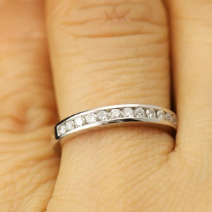 Channel-set Diamond Band in 14k White Gold, 2.75mm Wide, 0.25ctw E-F ...