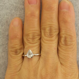 Pear Cut Bezel Set Engagement Ring Pear Bezel Ring 7x5mm - Etsy