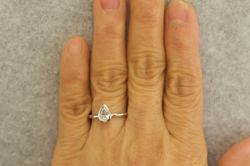 Pear Cut Bezel Set Engagement Ring Pear Bezel Ring 7x5mm | Etsy