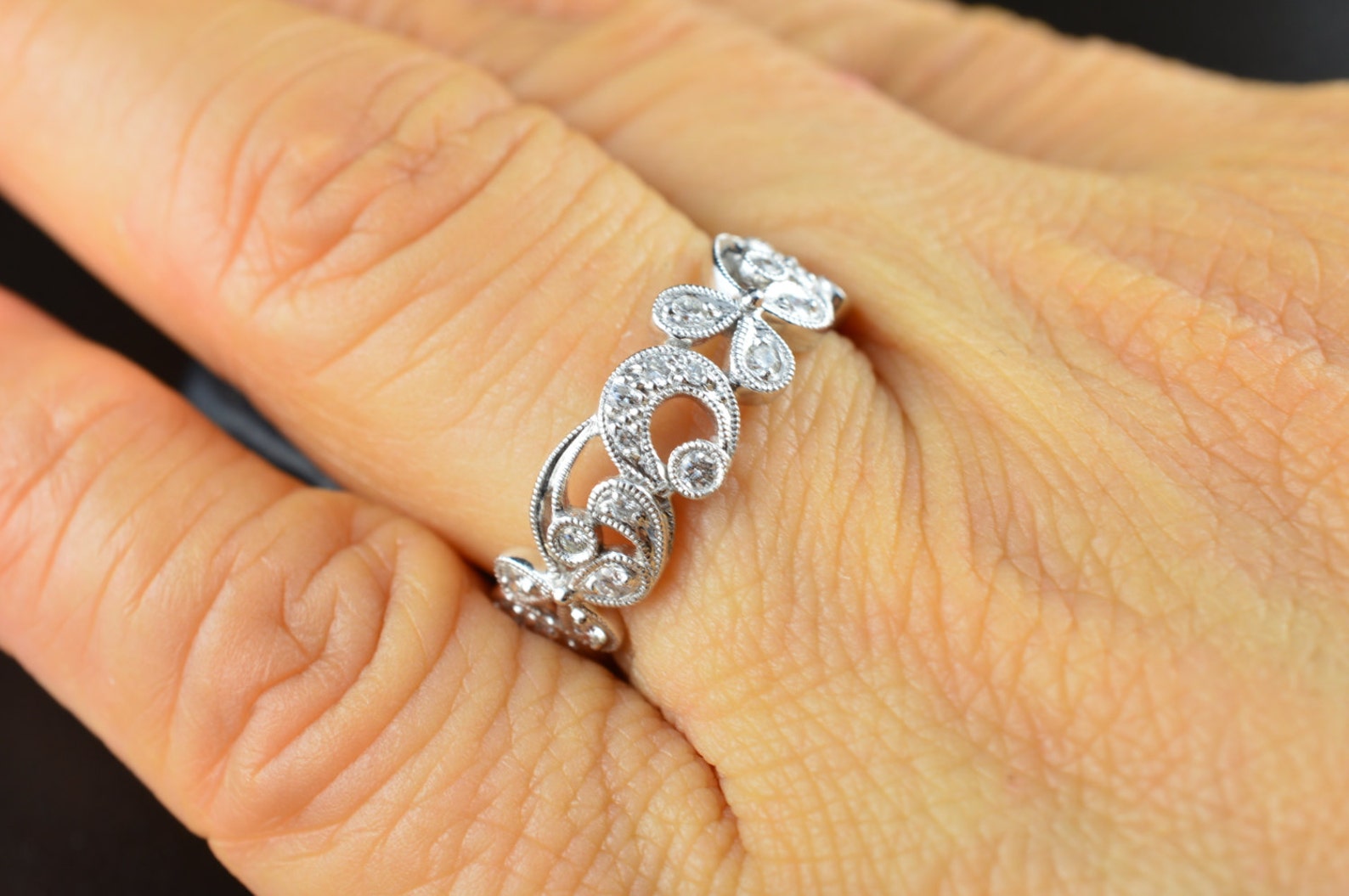 Angela Diamond Fashion Ring in White Gold Round Brilliant | Etsy