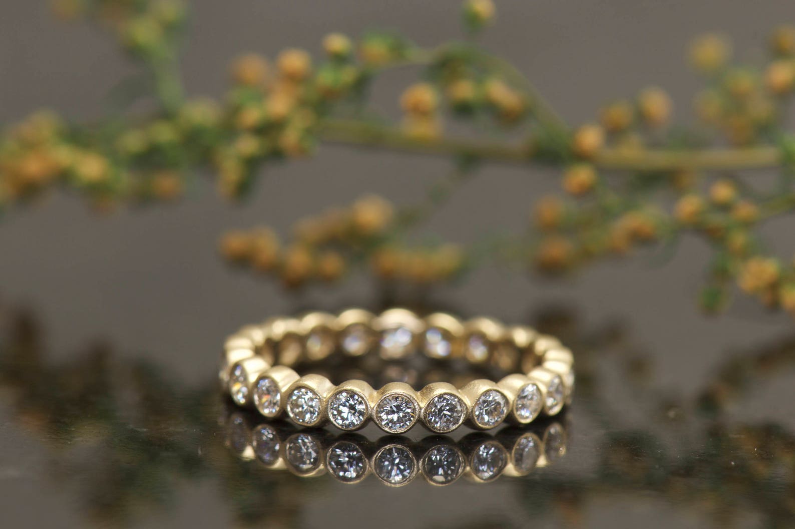 Bezel Set Diamond Wedding Band Round Brilliant Cut Diamonds | Etsy