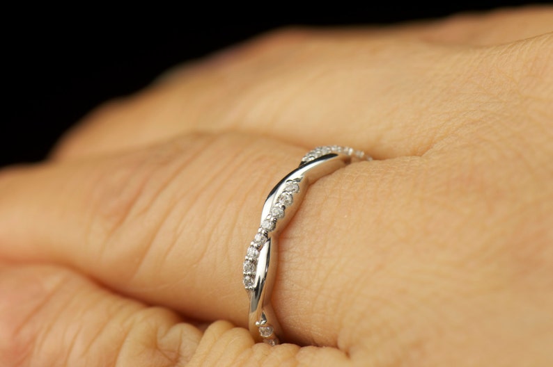 Hailey Rylie 2 Diamond Wedding Band in White Gold Round - Etsy UK