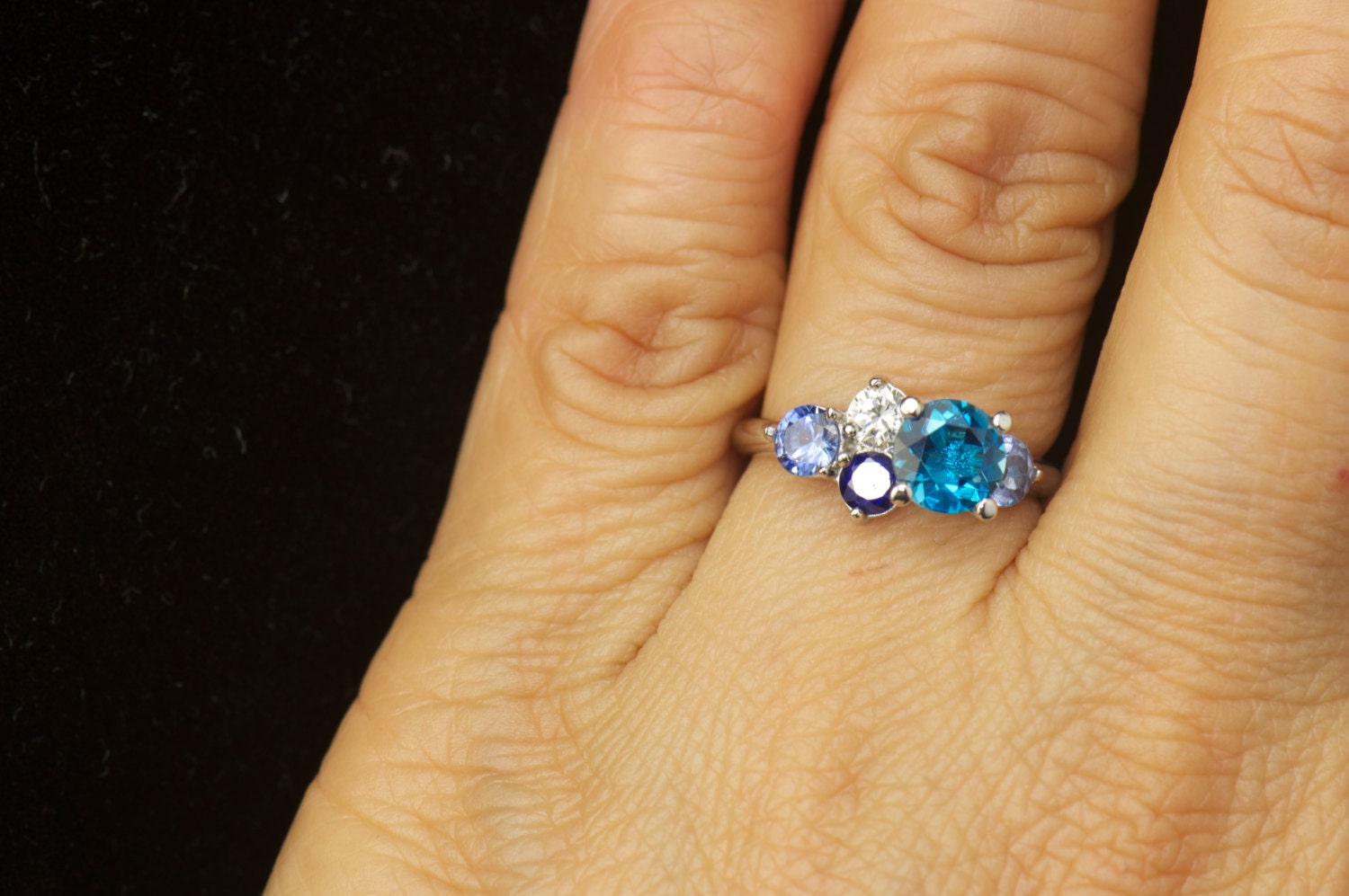Tatum Sapphire Topaz Tanzanite and Diamond Engagement | Etsy