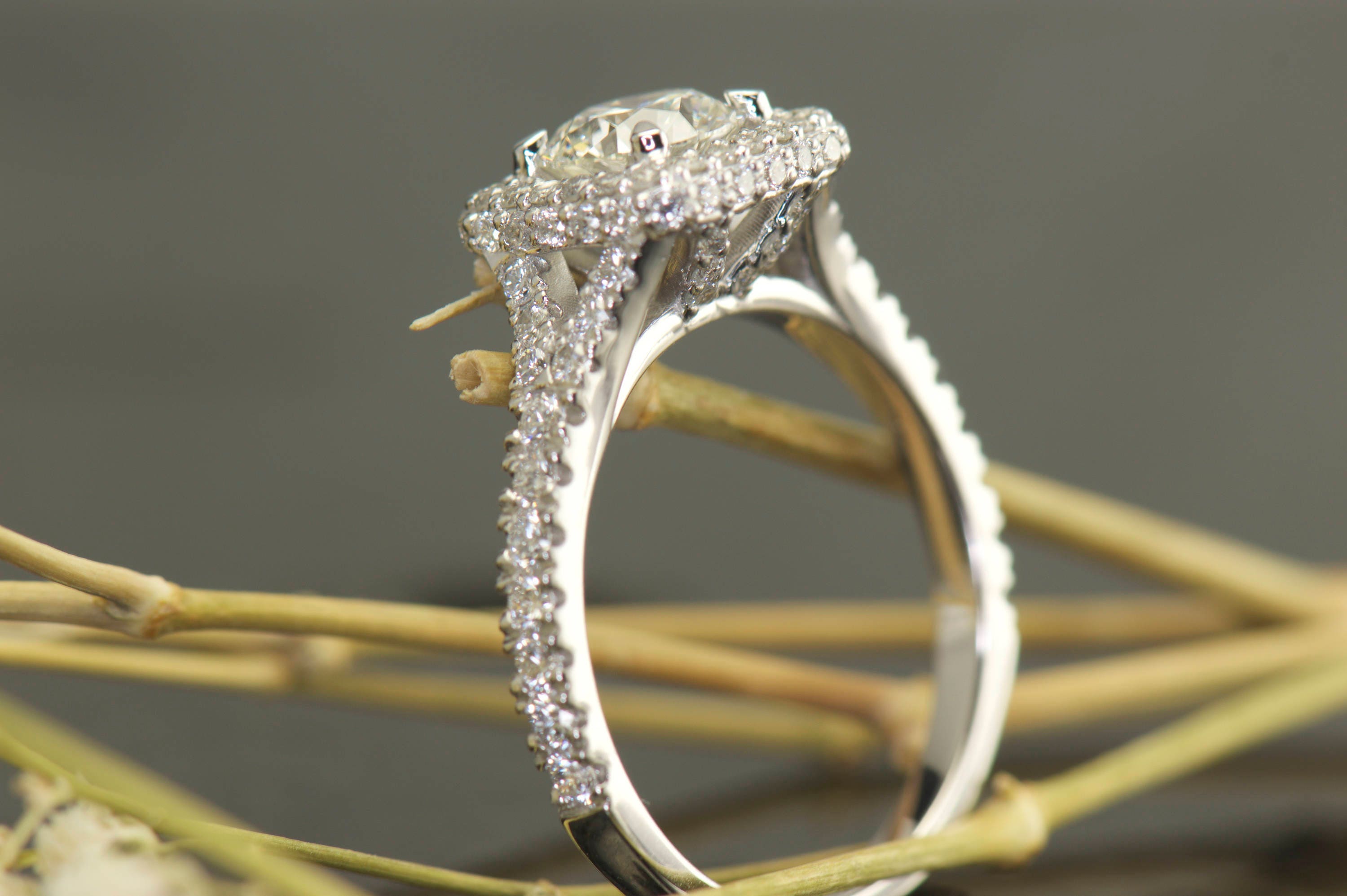 Square Split Shank Halo Engagement Ring 0.75ct Forever One | Etsy