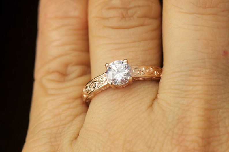 Jana Forever Brilliant Moissanite Engagement Ring in Rose - Etsy