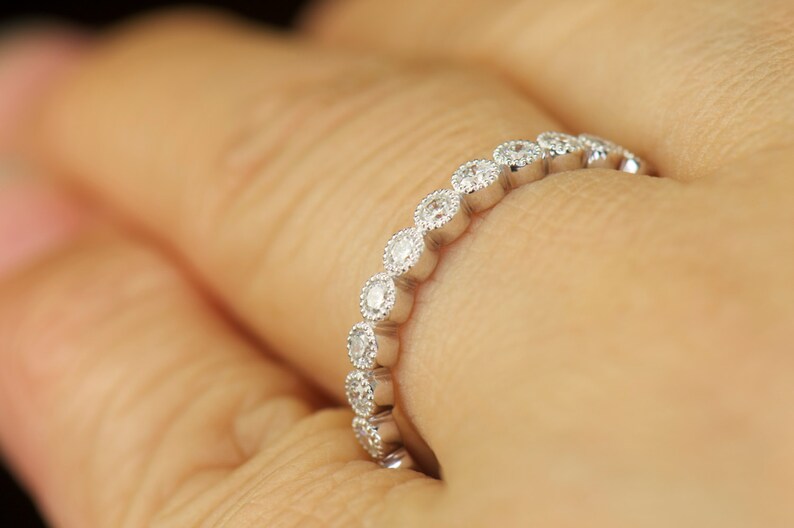 Ruth Diamond Wedding Band in White Gold Round Brilliant | Etsy