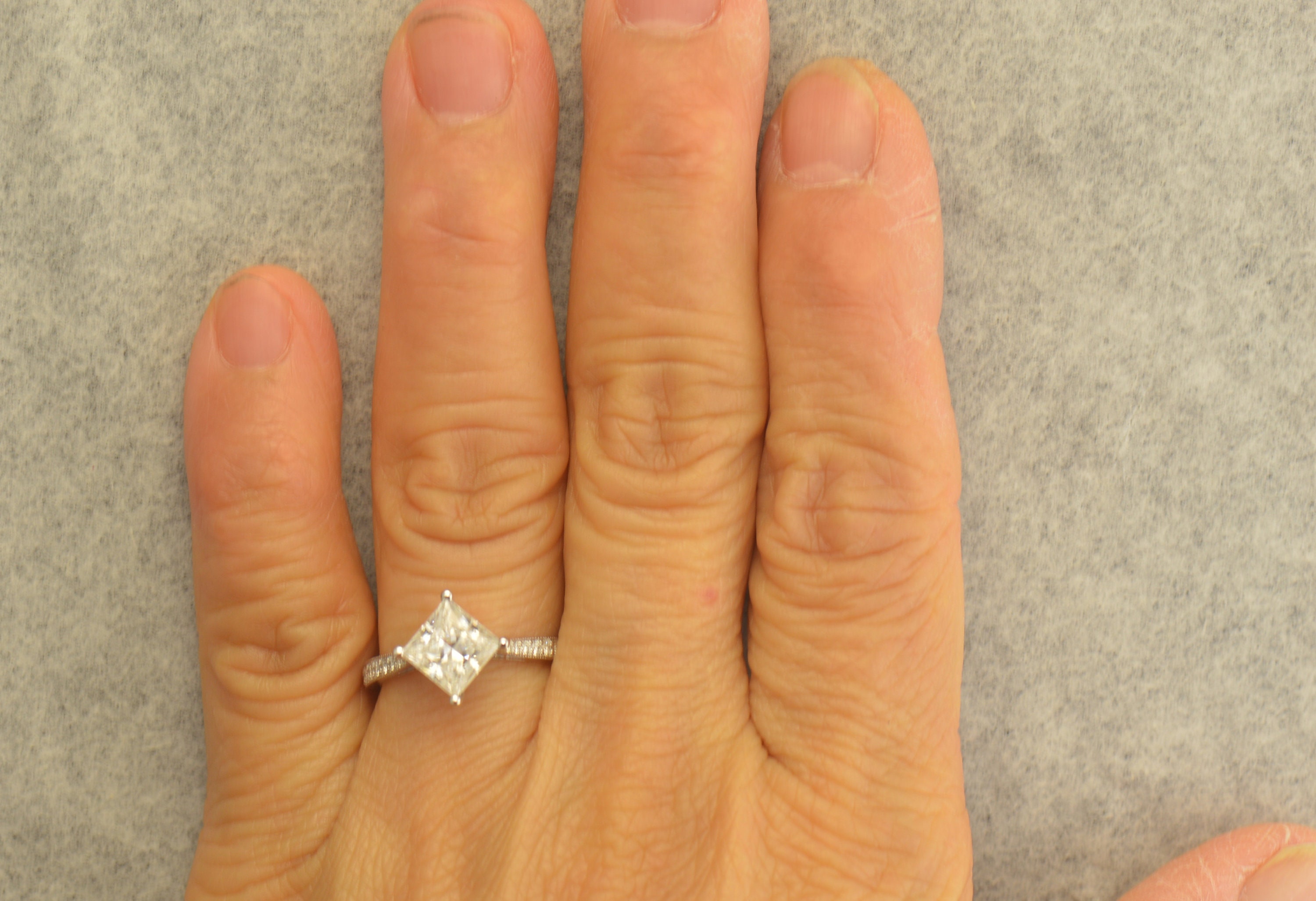 Kite Set Princess Cut Engagement Ring with Beaded Milgrain | Etsy