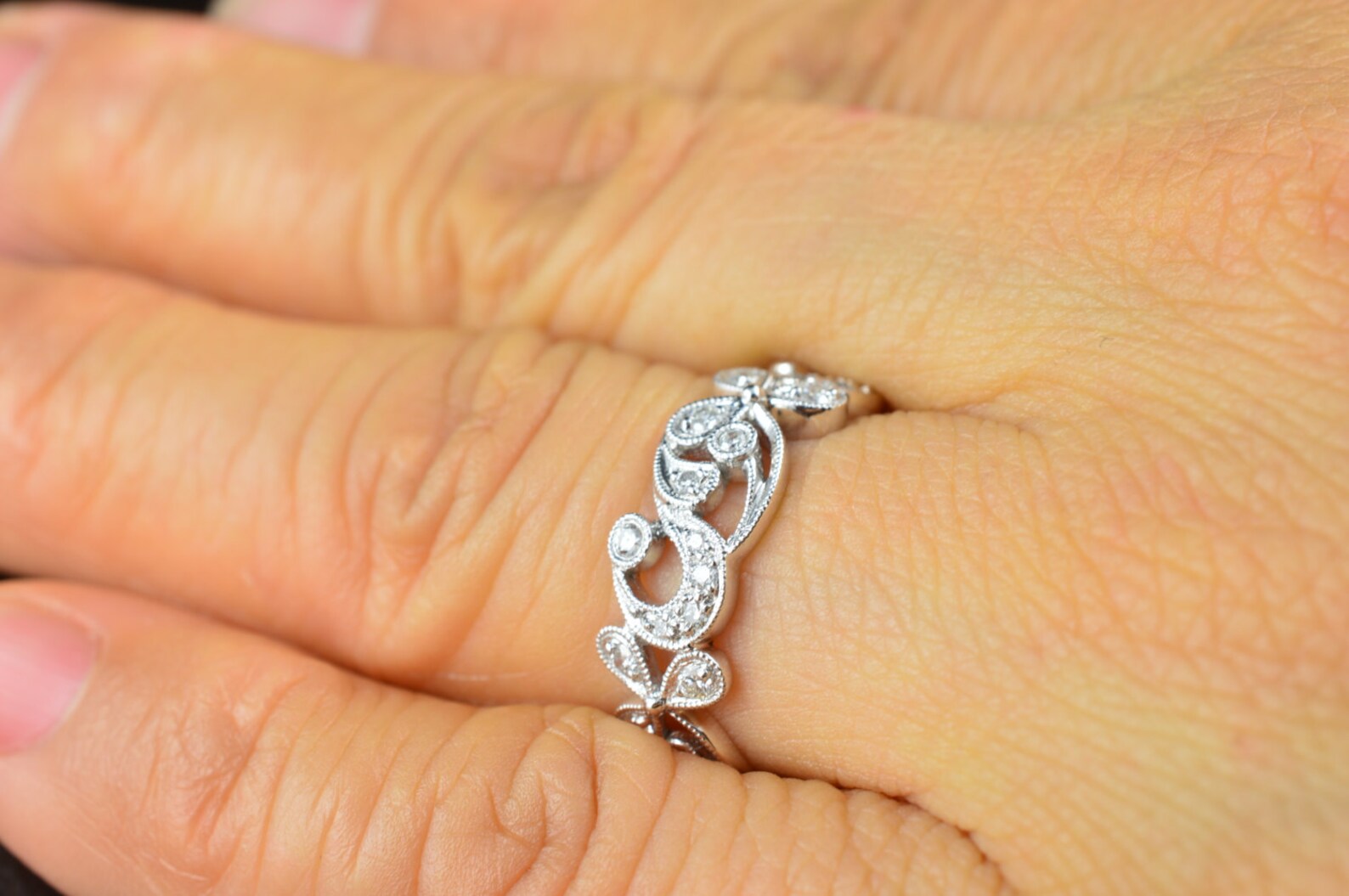 Angela Diamond Fashion Ring in White Gold Round Brilliant | Etsy