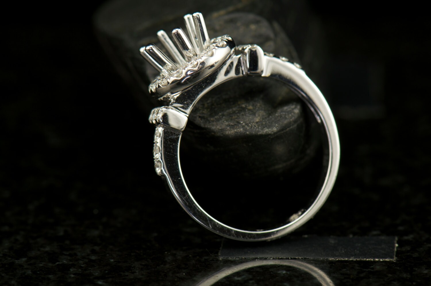 Jillian Diamond Halo Engagement Ring Semi-Mount for 6-6.5mm | Etsy