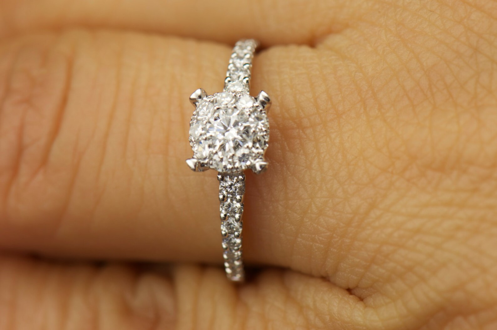 Diamond Halo Engagement Ring 100% All Natural & Conflict Free - Etsy