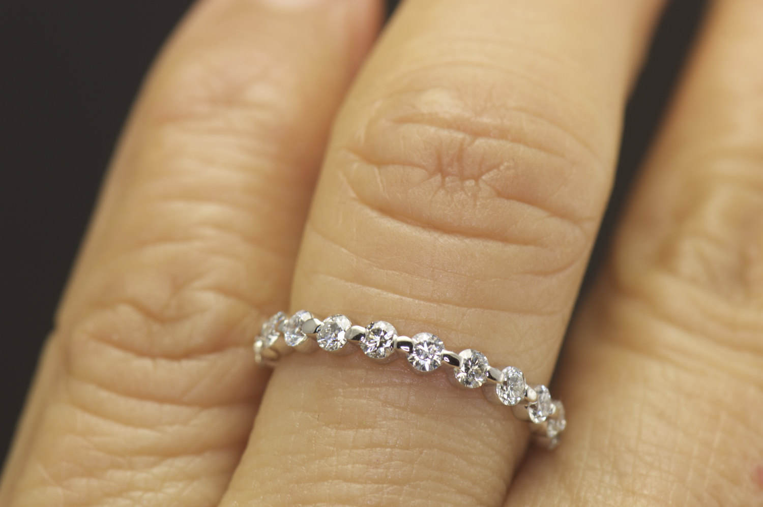Floating Diamond Band in 14k White Gold 3/4 Eternity Single - Etsy