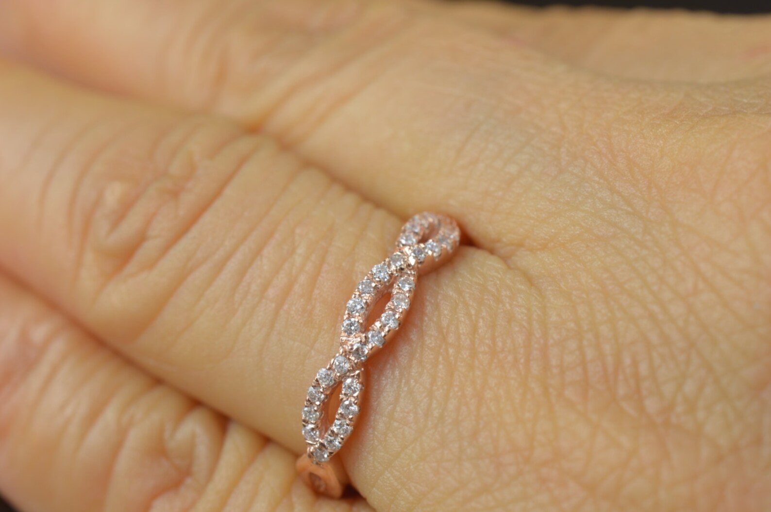 Petite Hailey Diamond Wedding Band in Rose Gold Round | Etsy