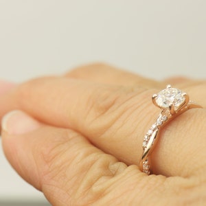 Twisted Vine Diamond Engagement Ring in 14k Rose Gold 0.75ct - Etsy
