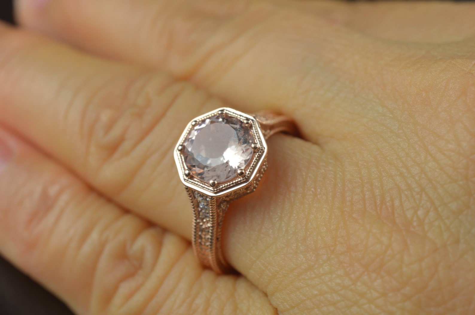 Michelle Morganite Engagement Ring in Rose Gold 8-prong - Etsy