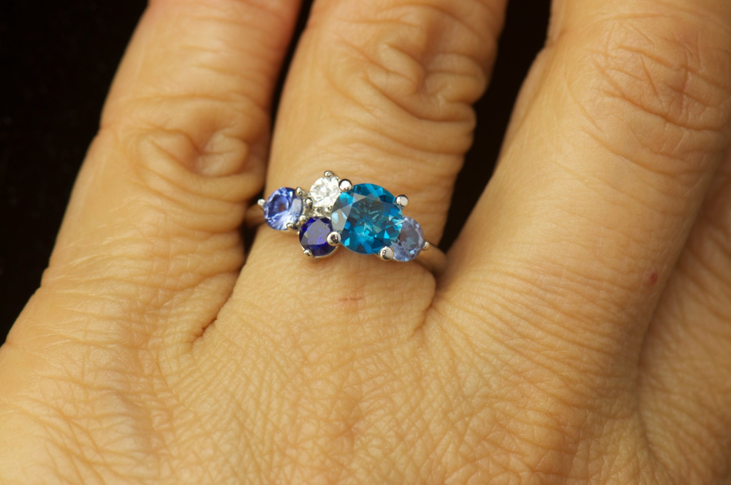 Tatum Sapphire Topaz Tanzanite and Diamond Engagement | Etsy