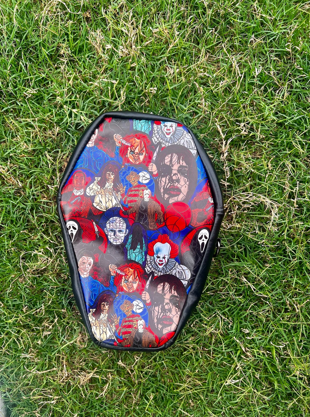 Stained Glass Horror Coffin Crossbody Bag, Vinyl Coffin Handbag Purse ...