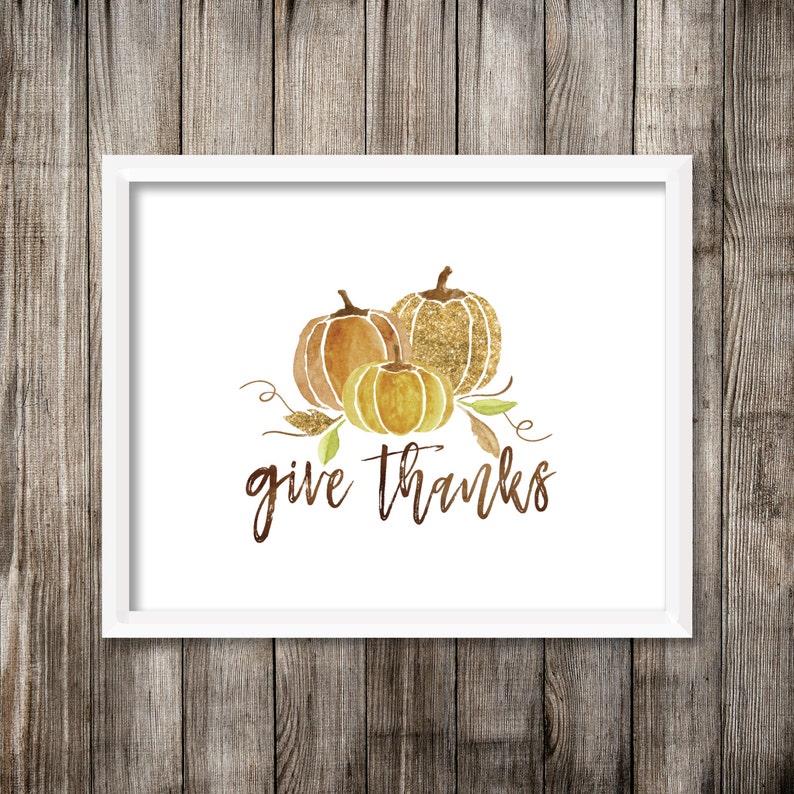 Give Thanks Watercolor Printable digital Print File - Etsy