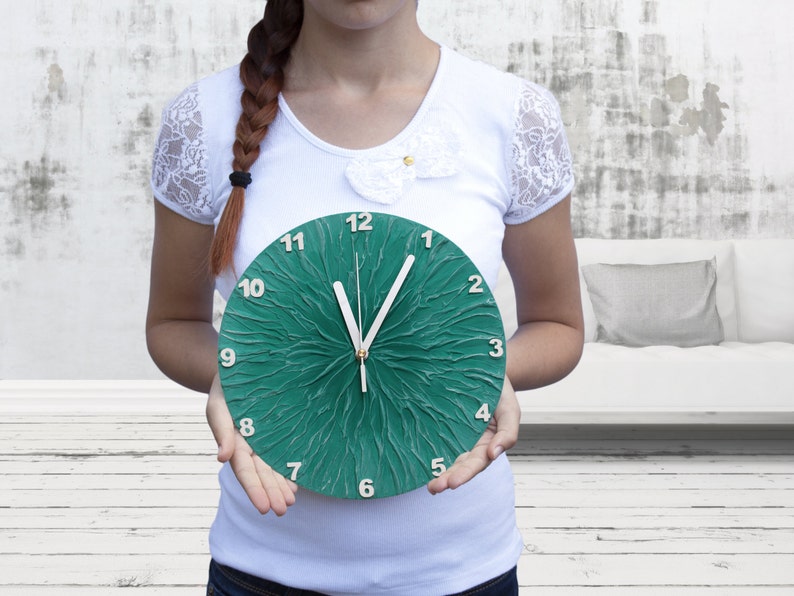 MINT WALL CLOCK aqua wall clock unique office decor mint | Etsy